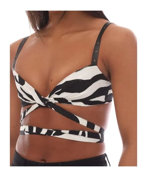Off-White Zebra Print Twisted Lace-up Top