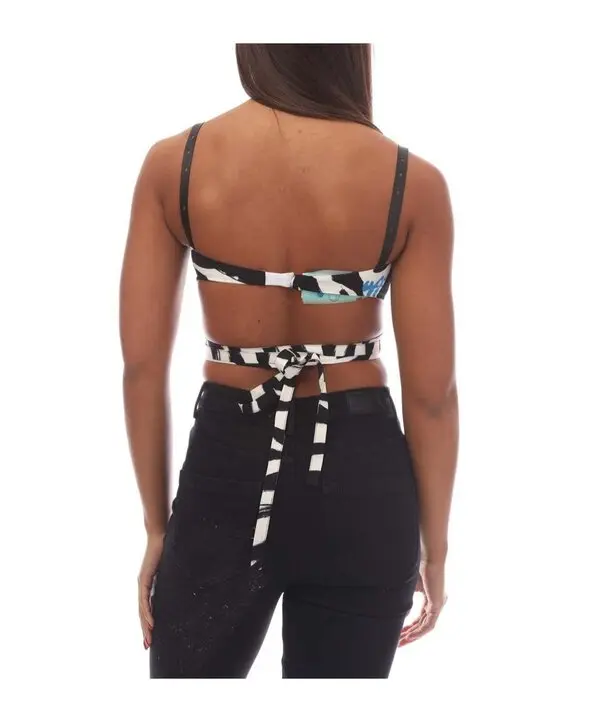 Off-White Zebra Print Twisted Lace-up Top