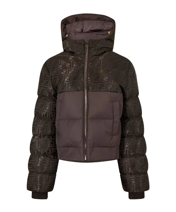 Fendi Cropped Monogram Print Puffer Jacket