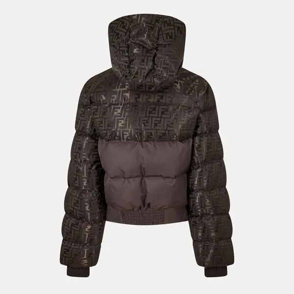 Fendi Cropped Monogram Print Puffer Jacket