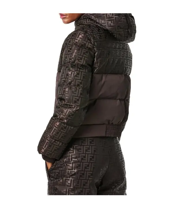 Fendi Cropped Monogram Print Puffer Jacket
