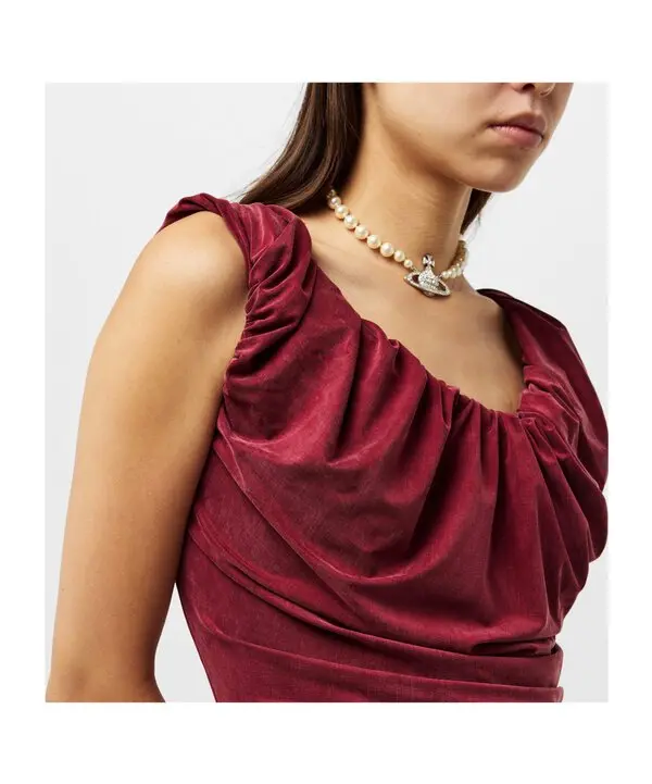 VIVIENNE WESTWOOD Ruched Velvet Off-the-shoulder Mini Dress