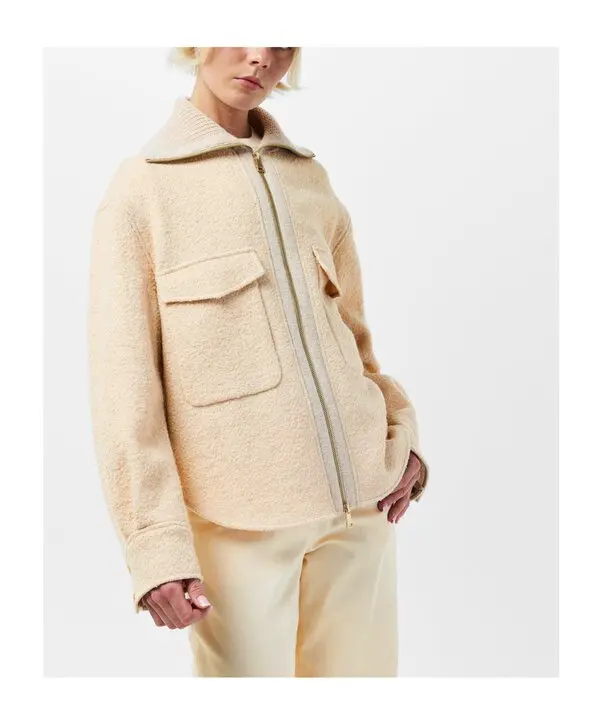Moncler Zip-up Textured Casual Jacket - Nude