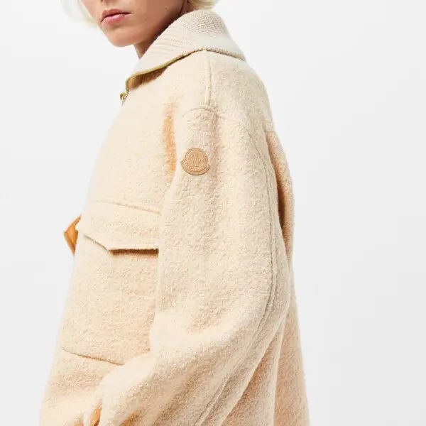 Moncler Zip-up Textured Casual Jacket - Nude