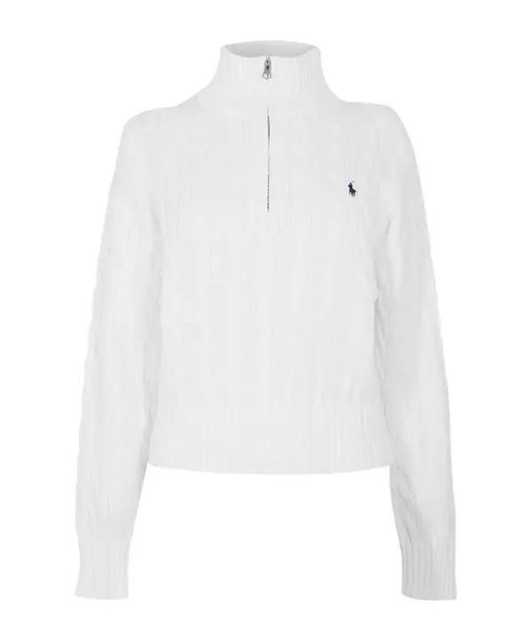 Polo Ralph Lauren Cable-knit Half-zip Sweater - White
