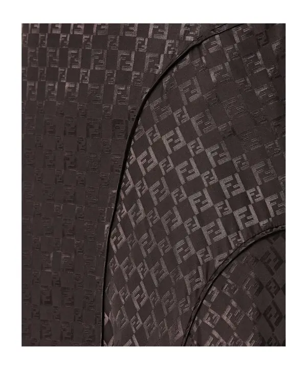 Fendi Dark Brown Monogram Jacquard Flared Midi Skirt