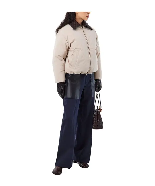 Bottega Veneta Padded Jacket With Woven Leather Collar