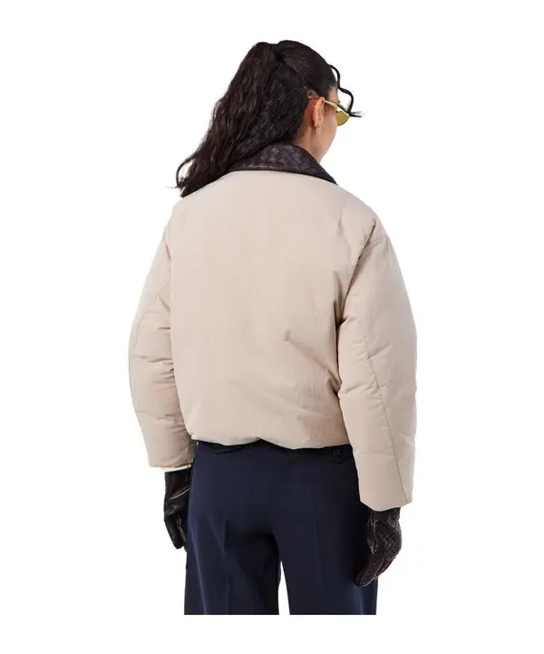 Bottega Veneta Padded Jacket With Woven Leather Collar
