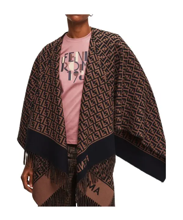 Fendi Monogram Wool-blend Poncho