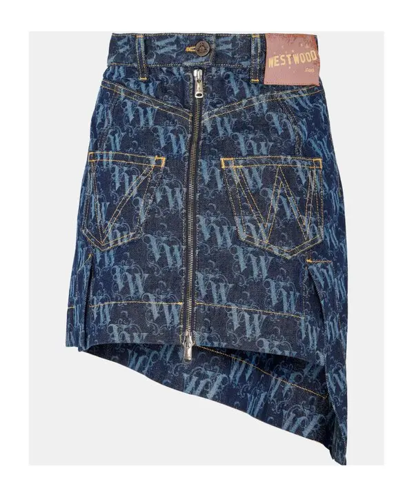 VIVIENNE WESTWOOD Asymmetrical Monogram Denim Skirt