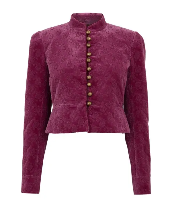Chloé Cropped Fitted Velvet Jacket