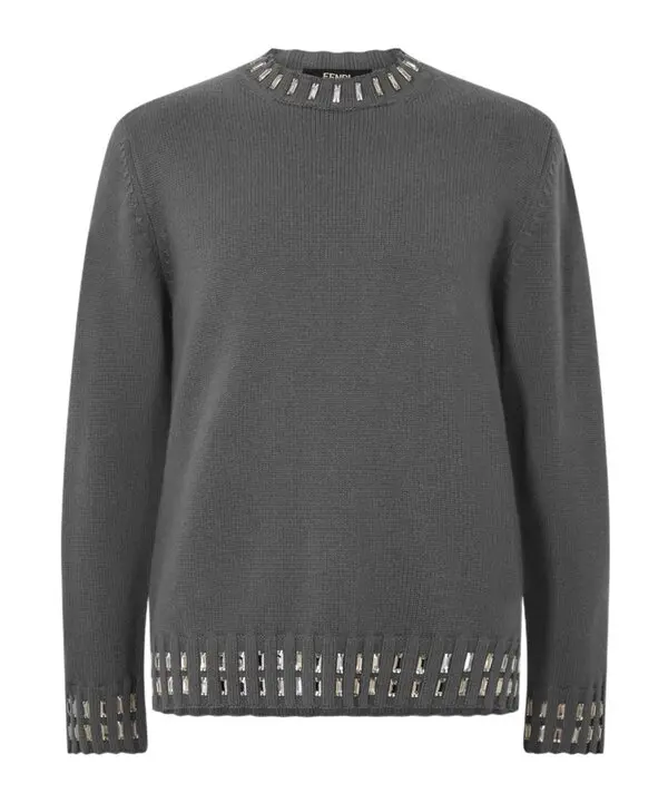 Fendi Embellished Crew Neck Pullover