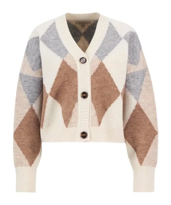 Barbour Silvia Argyle V-neck Cardigan
