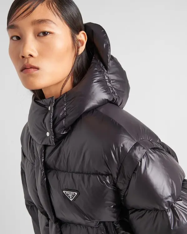 Prada Logo Plaque Cropped Puffer Jacket