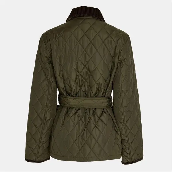 Burberry Diamond-quilted Jacket With Belt