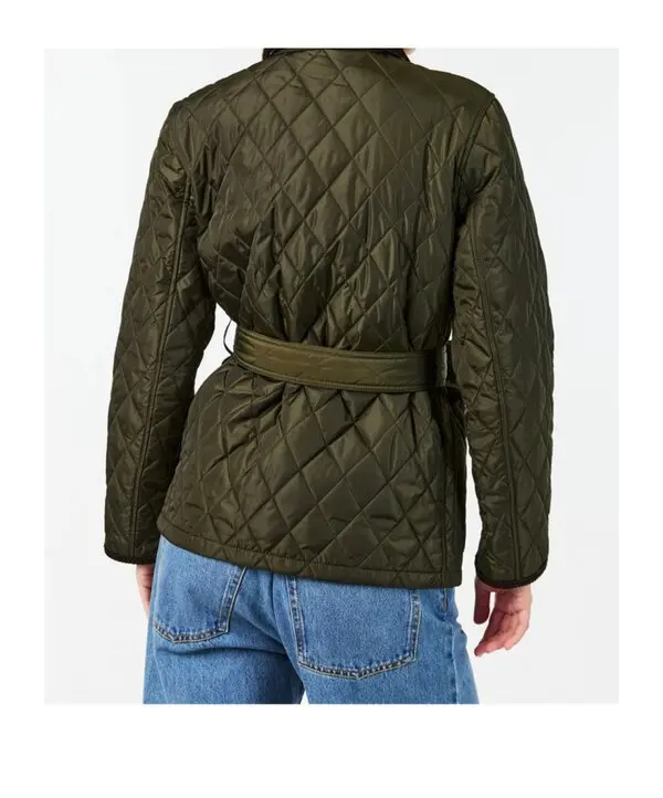 Burberry Diamond-quilted Jacket With Belt
