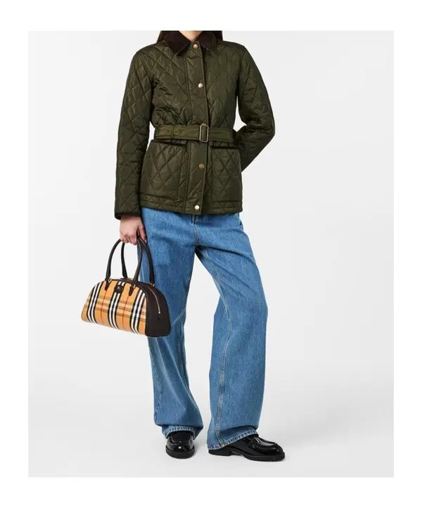 Burberry Diamond-quilted Jacket With Belt