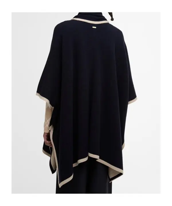 Barbour Scarf Collar Cape With Button Closure And Asymmetrical Hem