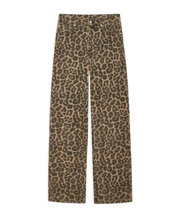 ANINE BING Leopard Print Wide Leg Pants - Green