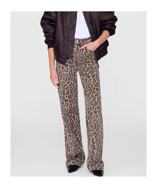 ANINE BING Leopard Print Wide Leg Pants