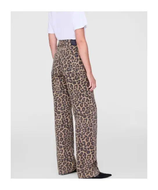 ANINE BING Leopard Print Wide Leg Pants