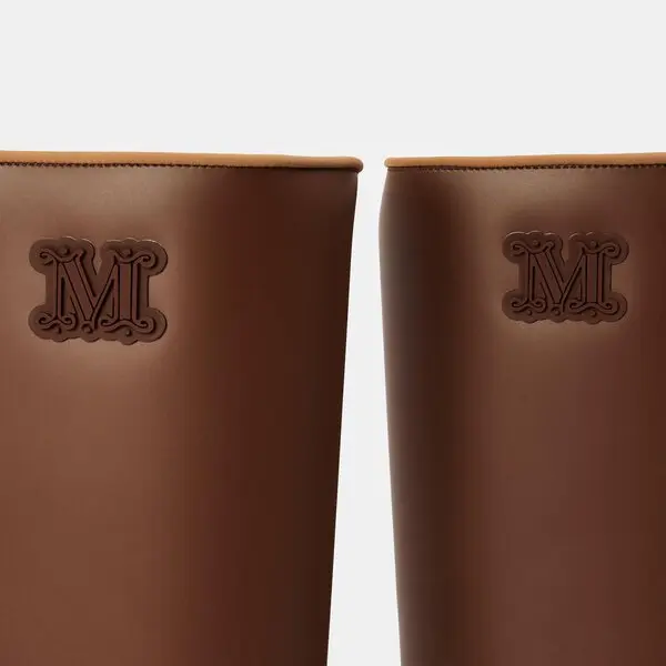Max Mara Monogram Embossed Knee-high Leather Boots
