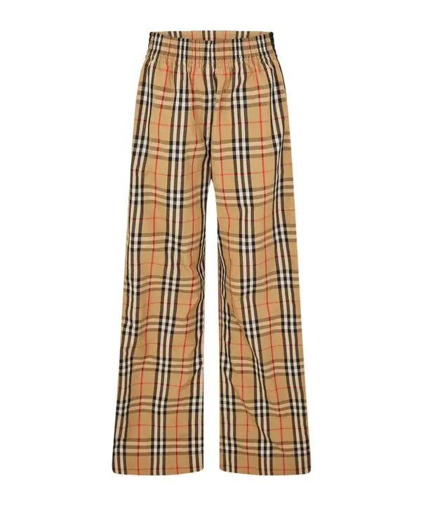 Burberry Plaid High-waisted Wide-leg Trousers - Nude