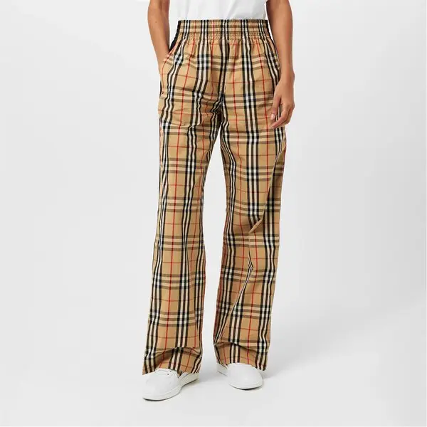 Burberry Plaid High-waisted Wide-leg Trousers