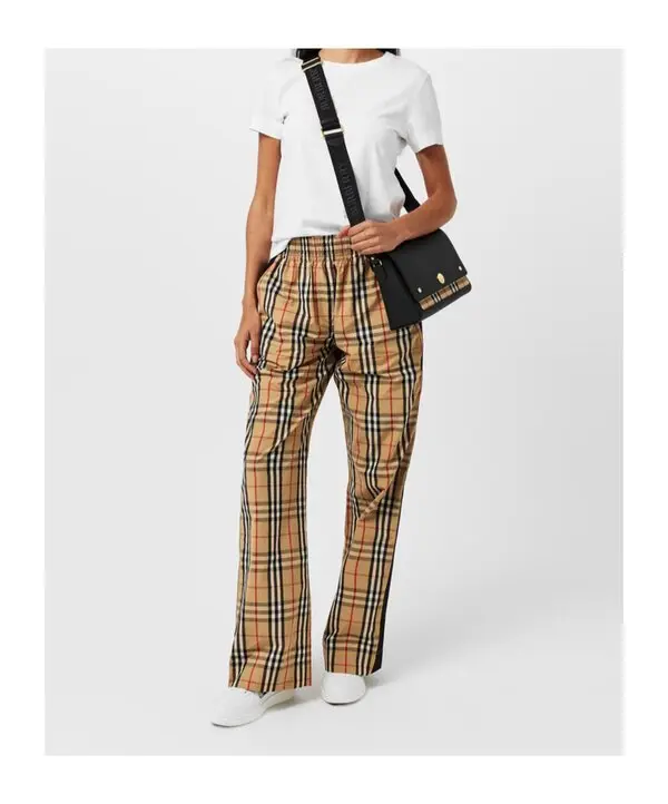Burberry Plaid High-waisted Wide-leg Trousers