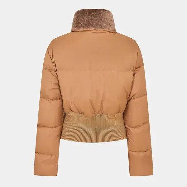 Fendi Quilted Cropped Puffer Jacket With Shearling Collar