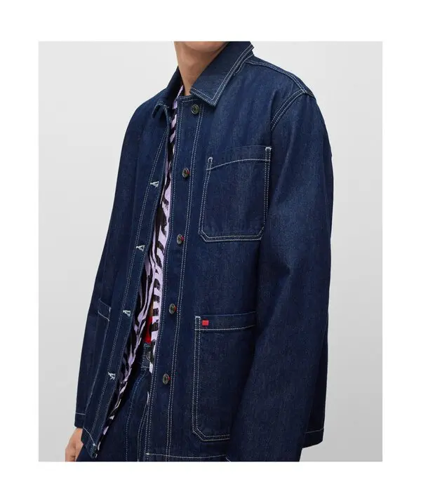 Hugo Boss Dark Indigo Denim Jacket With Contrast Stitching