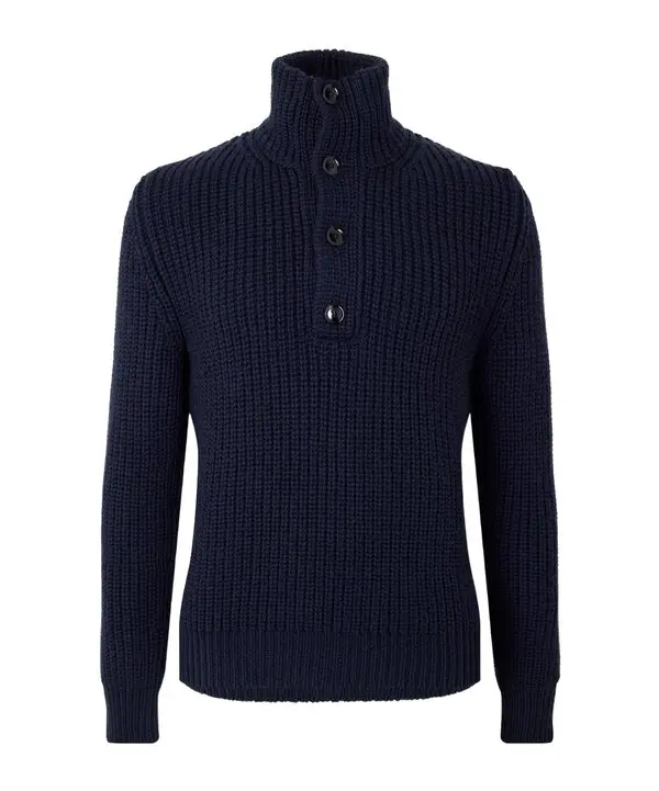 TOM FORD High-neck Henley Knit Sweater
