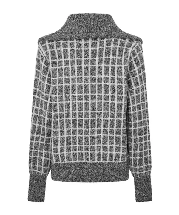 Varley Half-zip Knit Sweater With Grid Pattern - Gray