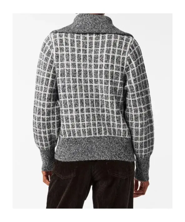 Varley Half-zip Knit Sweater With Grid Pattern - Gray