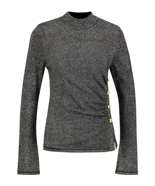 Barbour Long Sleeve Knitwear With High Collar And Side Slits