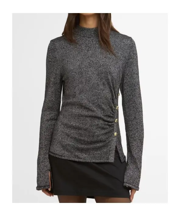 Barbour Long Sleeve Knitwear With High Collar And Side Slits
