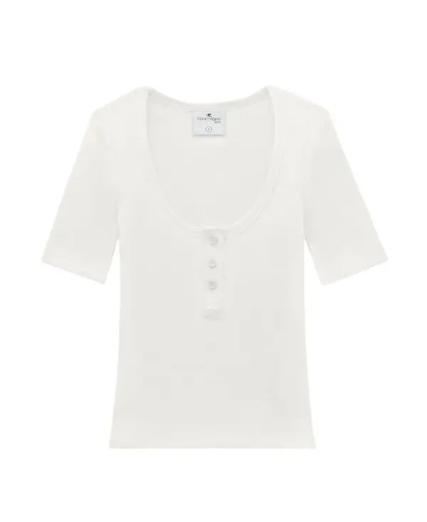 COURREGES Ribbed T-shirt - White