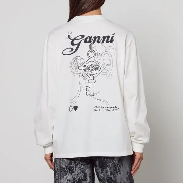 GANNI Solid Color Minimalist Long Sleeve T-shirt