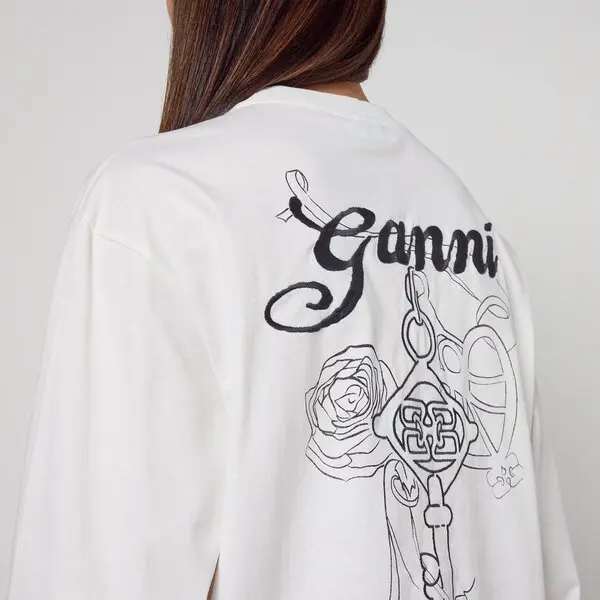 GANNI Solid Color Minimalist Long Sleeve T-shirt