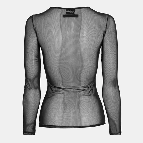 JEAN PAUL GAULTIER Crew Neck Long Sleeve Sheer Blouse
