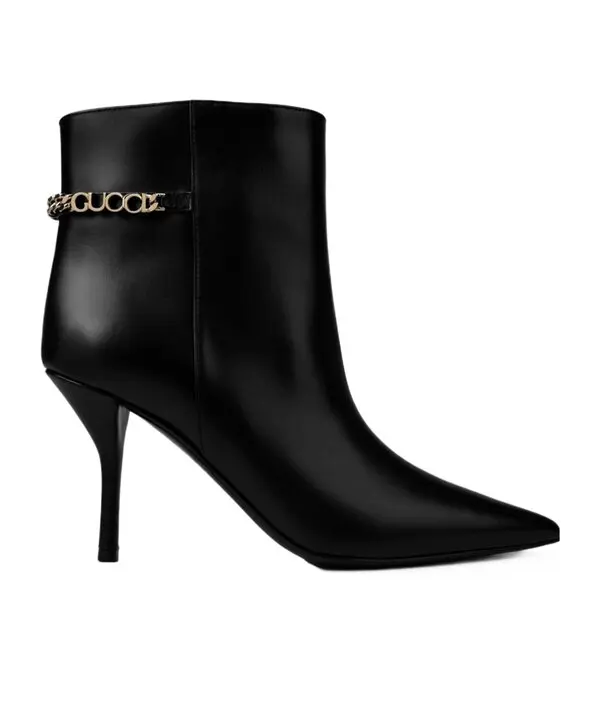 Gucci Signoria Ankle Boot With Gold-tone Hardware - Black
