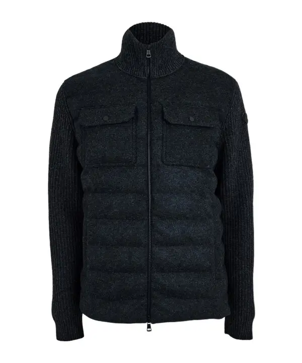 Moncler Zip-up Knit Jacket With Padded Front