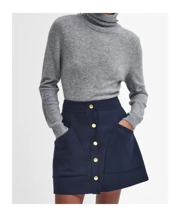 Barbour Pendle Roll-neck Jumper - Gr Marl/tartan