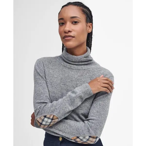 Barbour Pendle Roll-neck Jumper - Gr Marl/tartan