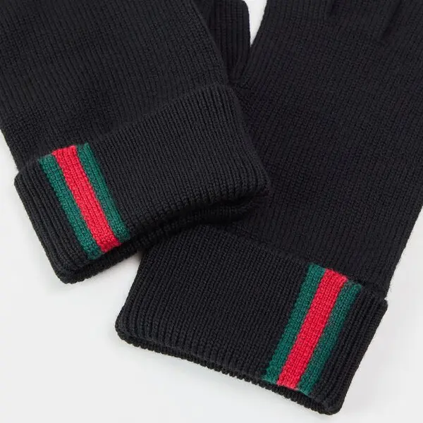 Gucci Knit Gloves With Signature Stripe Detail
