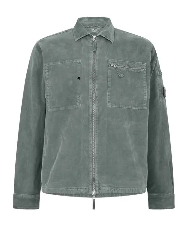 C.P. COMPANY Corduroy Long Sleeve Zip Overshirt - Gray
