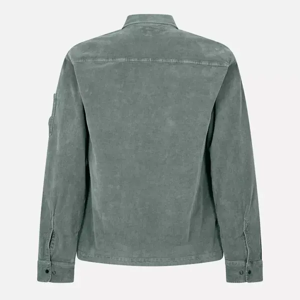 C.P. COMPANY Corduroy Long Sleeve Zip Overshirt - Gray