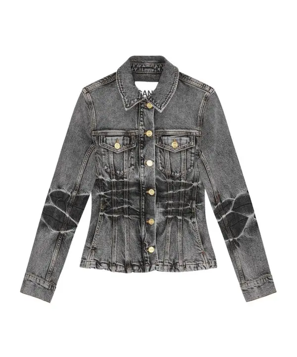 GANNI Tailored Denim Jacket With Gold-tone Buttons