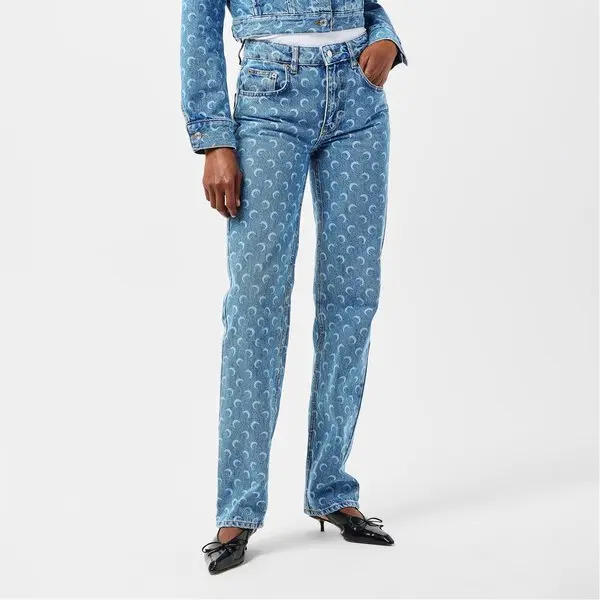 MARINE SERRE Moon Print Denim Pants