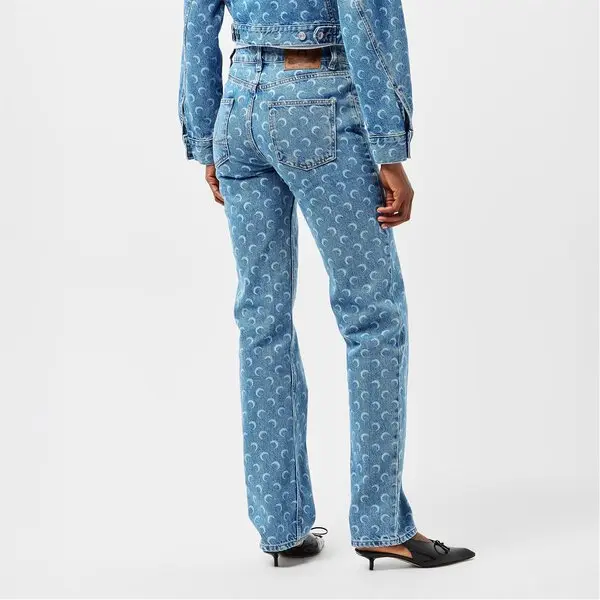 MARINE SERRE Moon Print Denim Pants